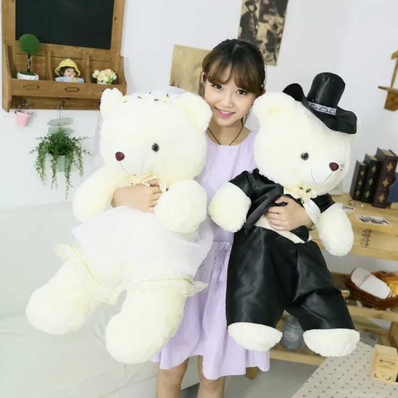 Kawaii 60/40/20cm Romantic Wedding Couples Soft Doll Plush Toy Teddy ...