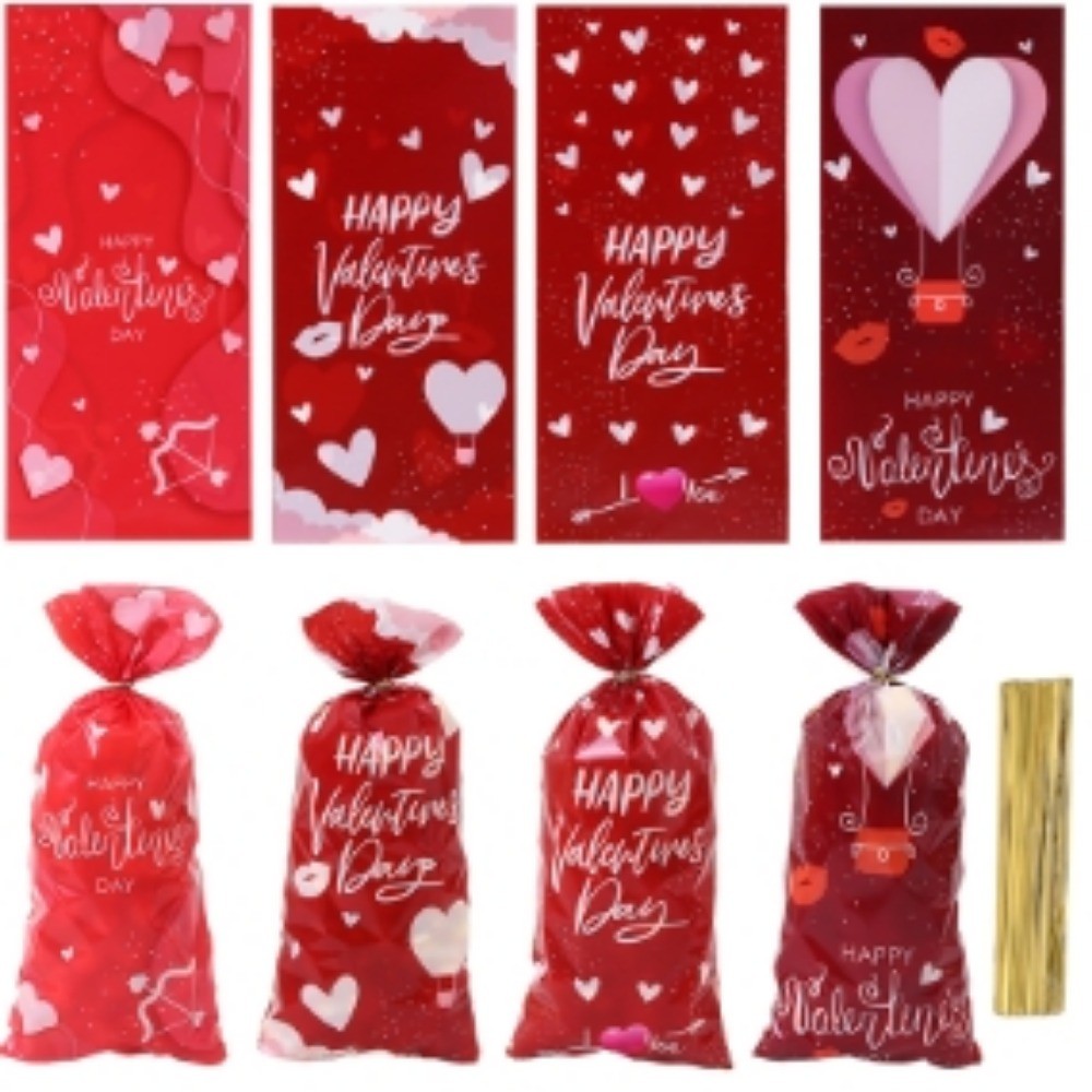 50Pcs Romantic Love Heart Candy Packaging Bags for Valentine’s Day ...
