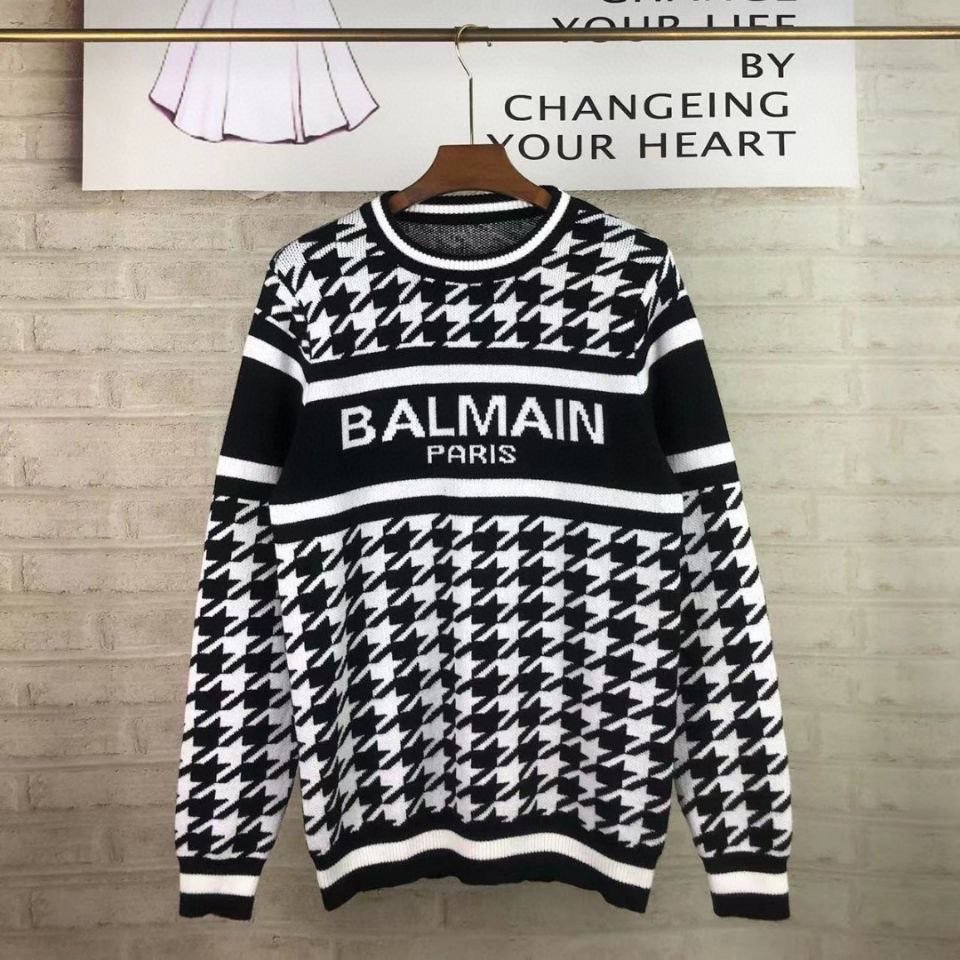 BALMAIN [Original Picture Real Shot] Trendy Brand Houndstooth Letter ...