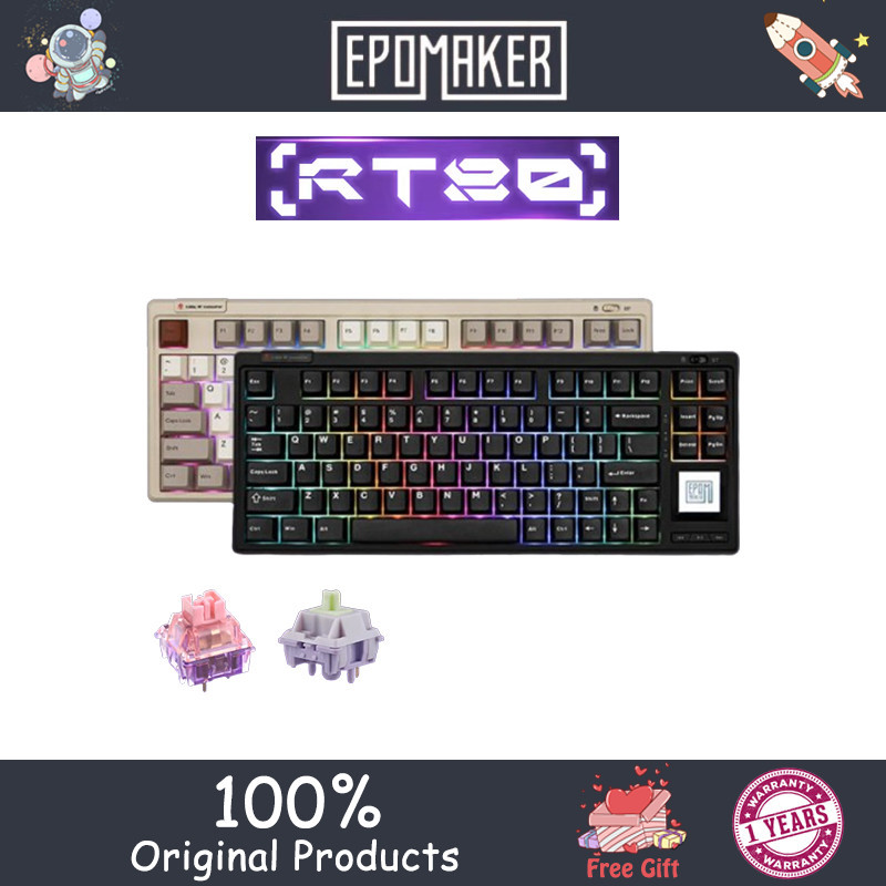 EPOMAKER RT80 dual screen retro mechanical keyboard with mini display screen and wireless touch ...