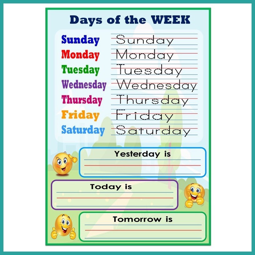 ☃ Laminated A4 Chart: Days of The Week/ Mga Araw sa Isang Linggo ...