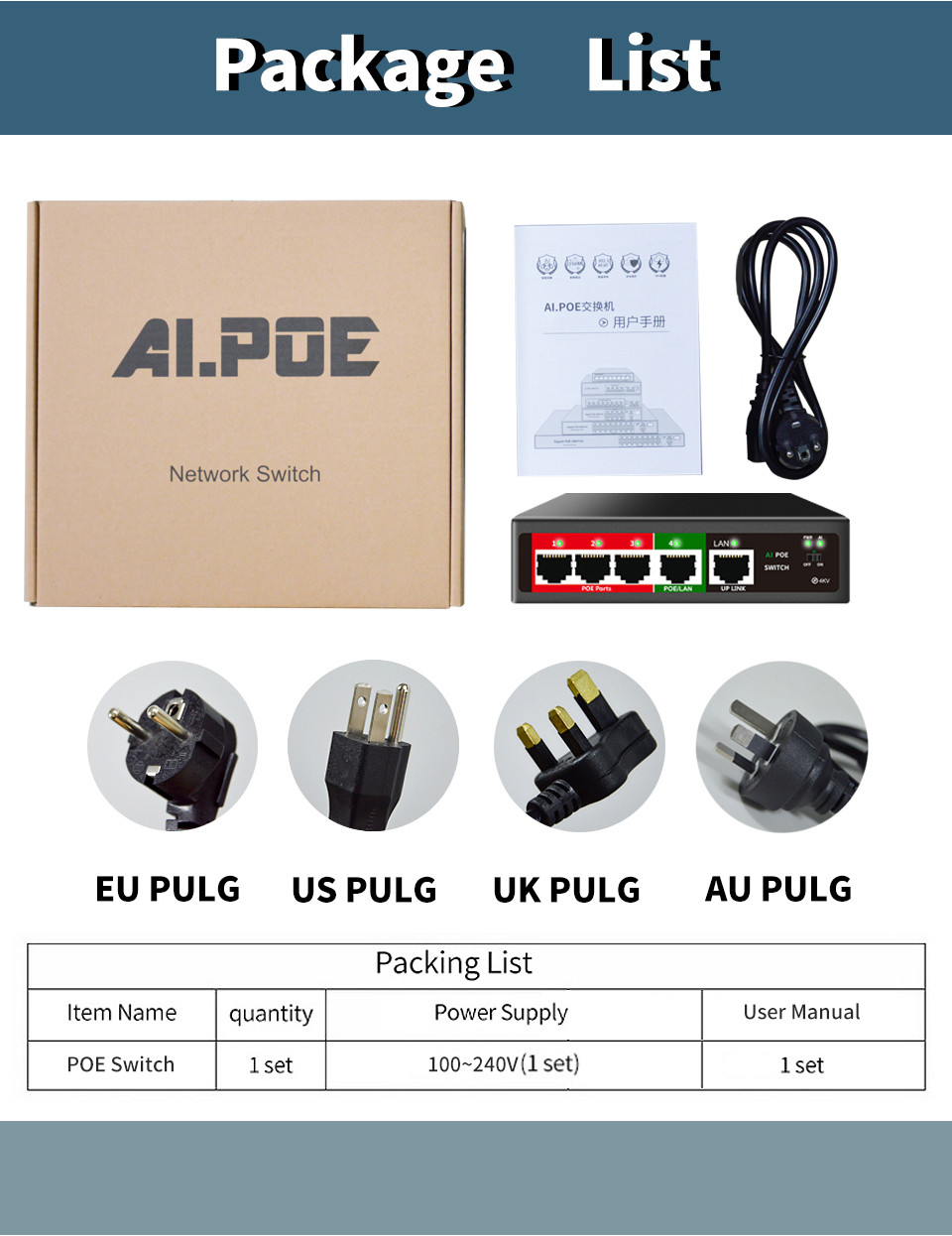 SSC series100M 4 Port PoE Switch 48V Active POE Built-in Power 52W Ethernet Switch Network For ...