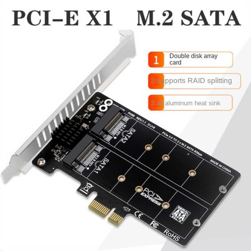 2 58 x PCIE Adapter Double Disc Display RAID Splitter Expansion Card ...