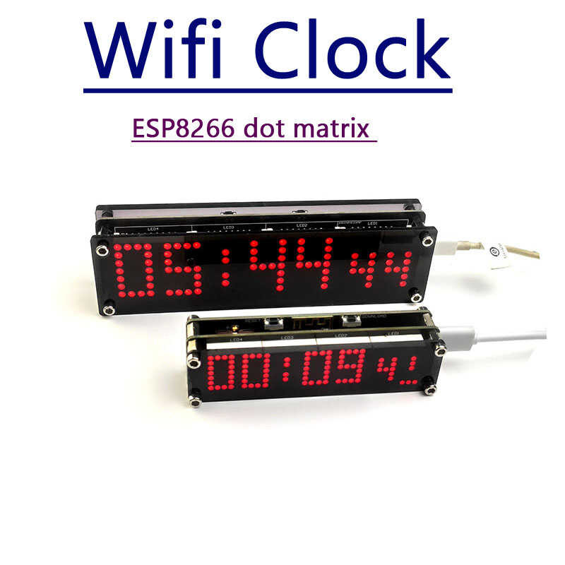 network WIFI timing ESP8266 digital display LED dot matrix clock RED BLUE GREEN WHITE TIME ...