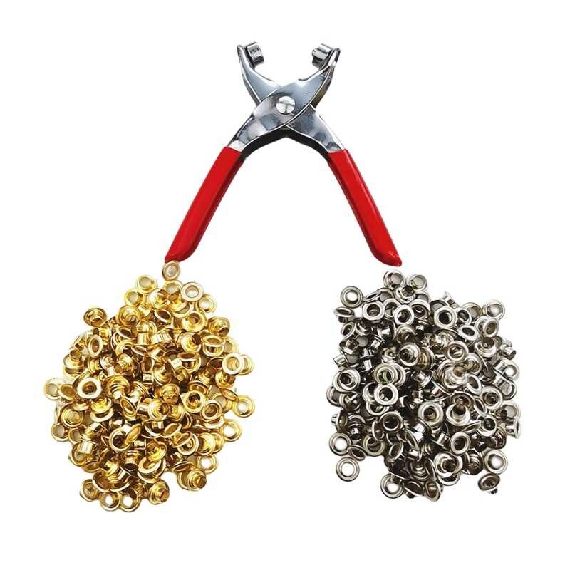 6 7 Mm Eyelet Pliers Kit Leather Belt Tool Set 400 Gold And Sier Metal ...