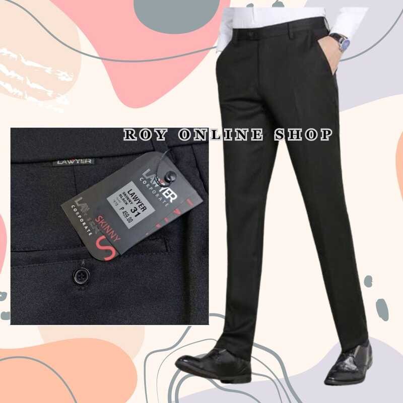 LAWYER ORIGINAL CORPORATE Skinny Slim Fit Slacks Men ( BLUE +-- Black ...
