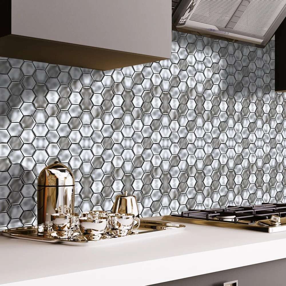 Hexagon 25pcs Vinyl Sticker Self Adhesive Wallpaper 3D Peel Stick Wall ...