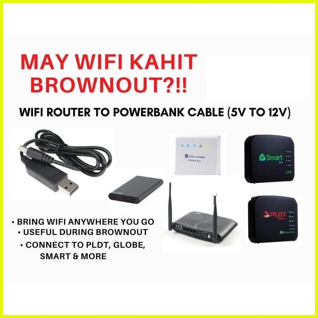 PLDT & Globe home Prepaid Wifi to Powerbank Cord step-up cable 5v TO ...