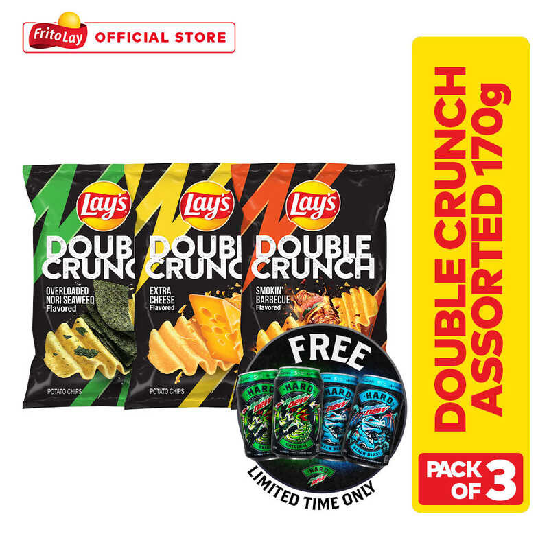 Lay's Double Crunch Assorted Flavor Potato Chips 170g Pack of 3 with ...