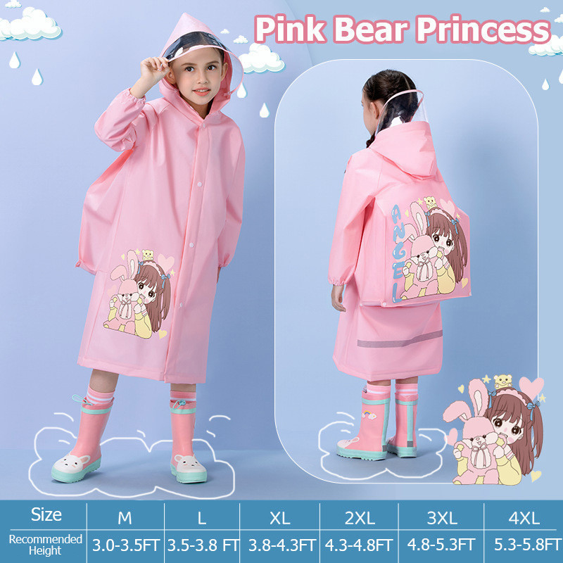 COD Raincoat For Kids Cartoon Raincoat Pupil With Bag Full Body Rainproof Poncho Children's ...