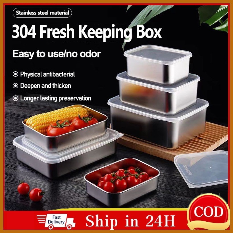304 Stainless Steel Household Food Fresh Keeping Box with Lid Japanese ...
