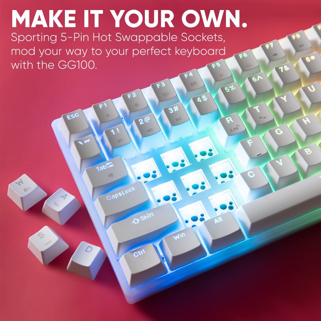 GARUDA GEAR GG100 (ICE WHITE) Tri-Mode Wireless, Hot Swappable, 98% ...