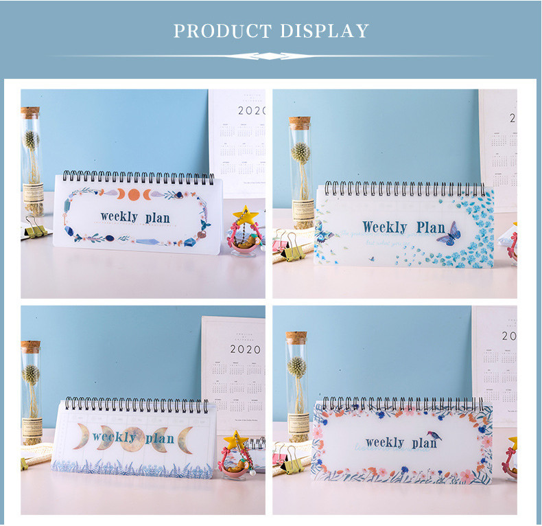 50 Sheets Portable Weekly Planner Notepad Spiral Flip Notebook with To ...