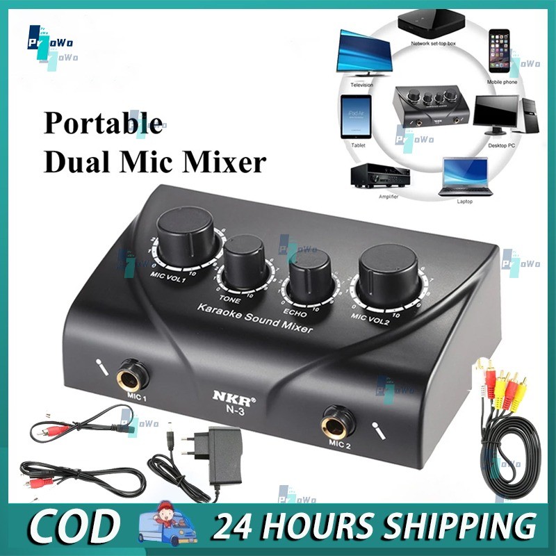 【Free Shipping】Audio Mixer Amplifier Portable Dual Mic Inputs For ...