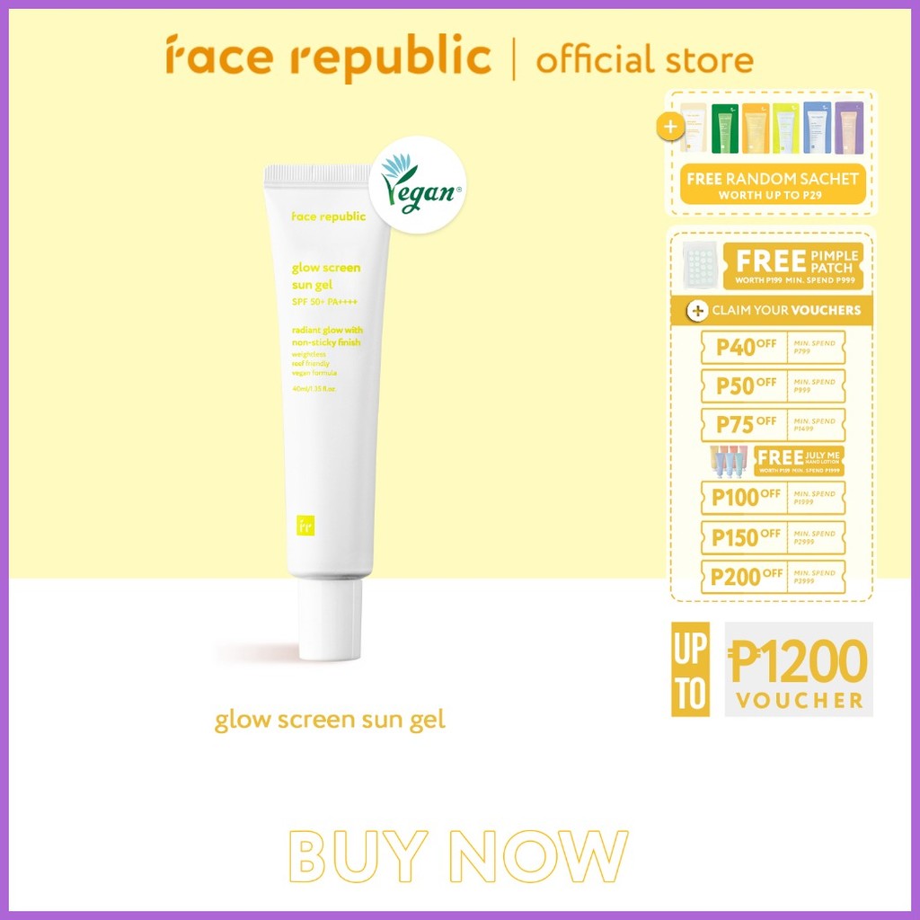 ♨ ☋ Face Republic Glow Screen Sun Gel SPF50+ PA++++ 40mL [Non-sticky ...