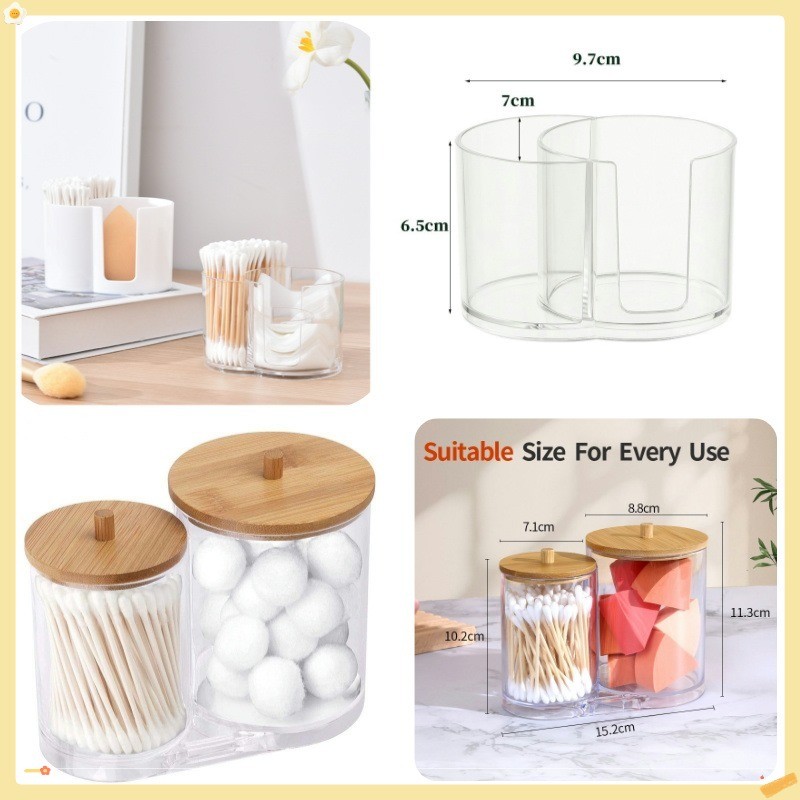2 in 1 Acrylic Cotton swab Storage box Cotton Ball box Cosmetic Makeup ...