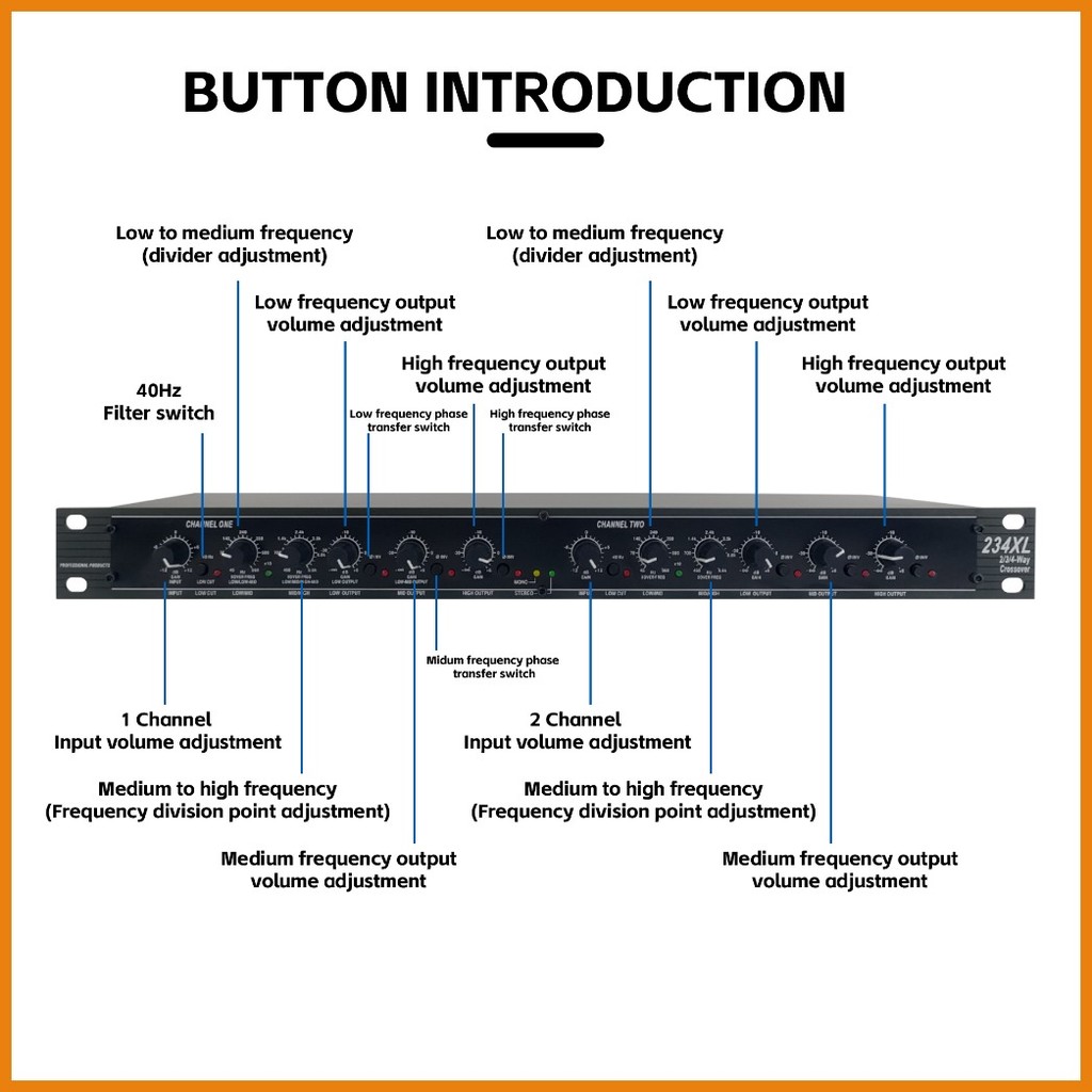 CROSSOVER 234/234XL Stereo 2 way/3 way / 4way Crossover Equalizer Rich ...