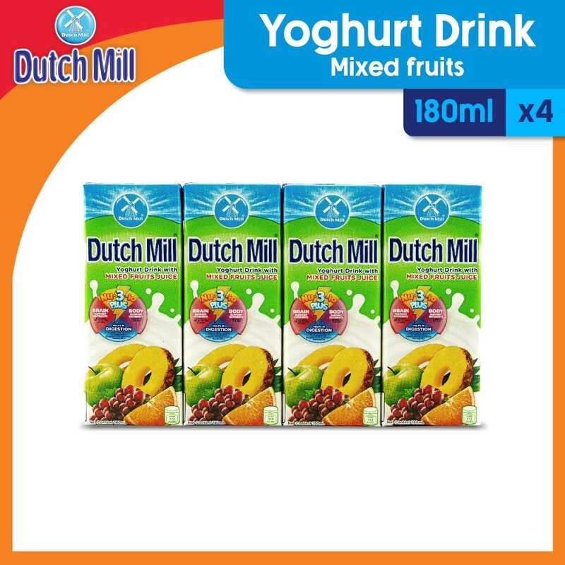Dutch Mill UHT Yoghurt Drink Mixed Fruit 180Ml X 4 Brick | Shopee ...