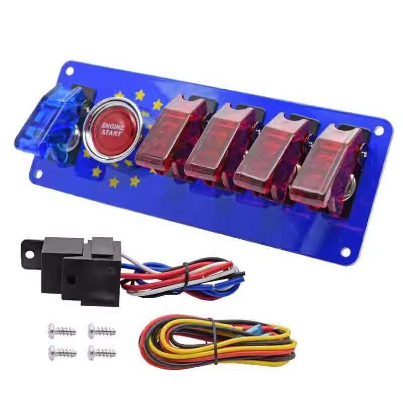 Racing ignition switch panel with national flag pattern, one key start ...