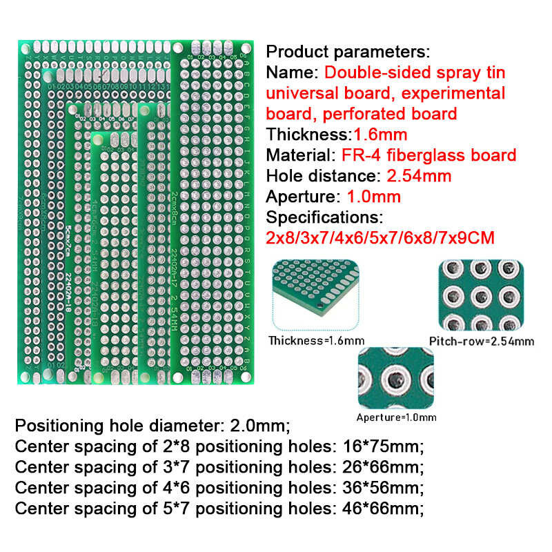 Pcs 32 Double Sided Pcb Board Prototype Kit 6 Sizes Universal Printed