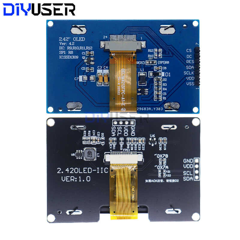 2.42 2.4" Inch 128x64 OLED LCD Display Module SSD1309 12864 4 Pin IIC ...