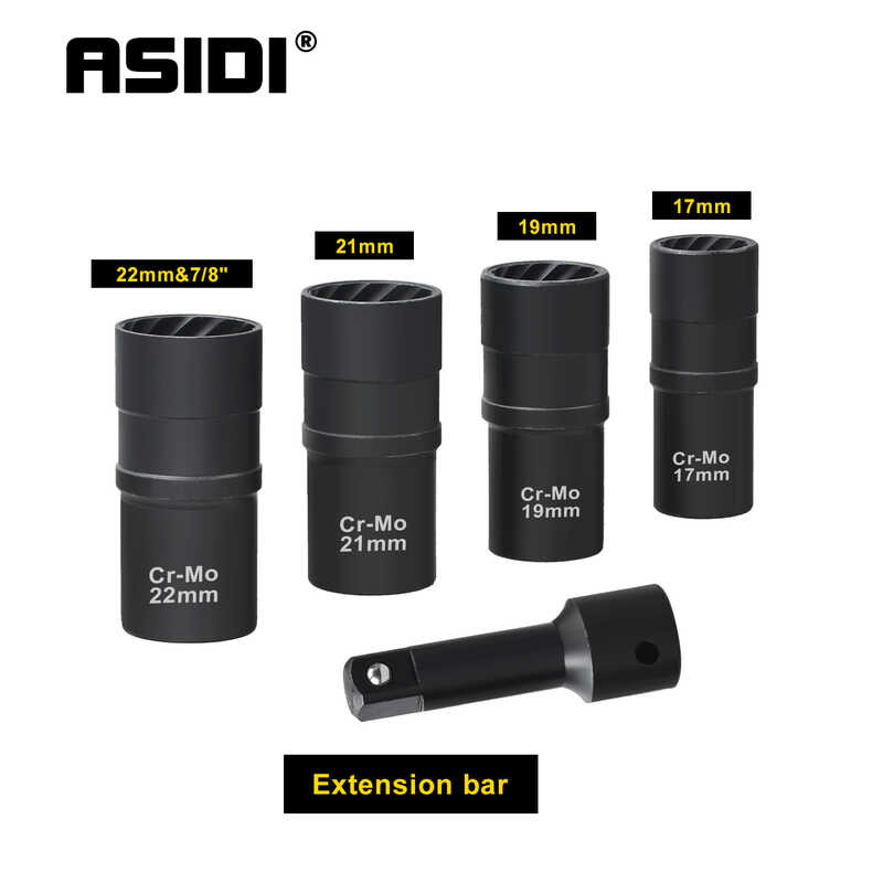 Twist 5Pcs Socket Wheel Lock Worn Lug Nut Remover Extractor Tool 17,19 ...