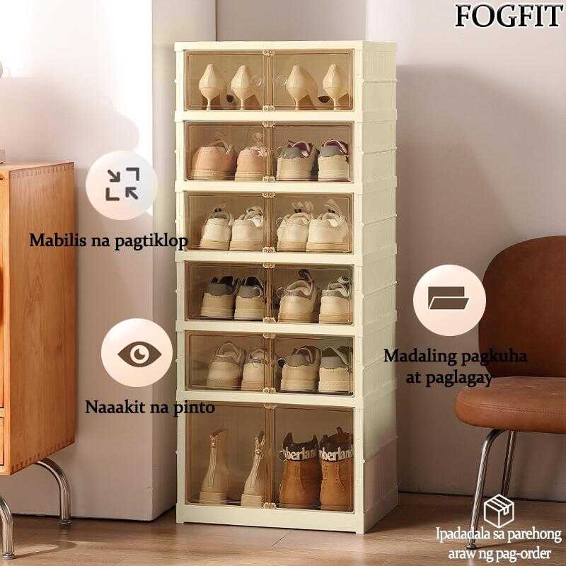 FOGFIT With Door DIY Rak Box Bertutup Stackable Rack Shelf · Shoe ...