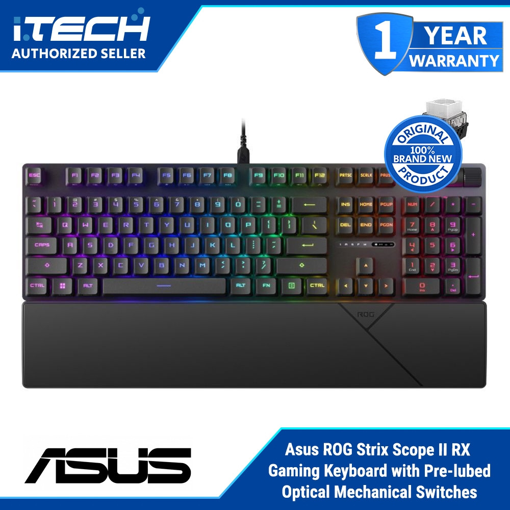 Asus ROG Strix Scope II RX Gaming Keyboard with Pre-lubed Optical ...