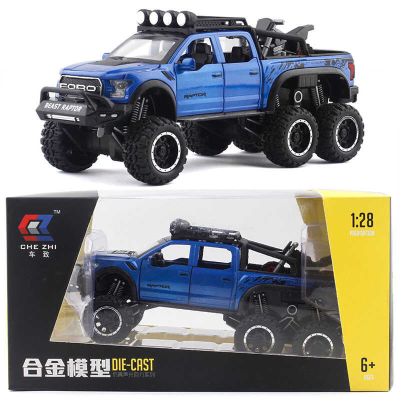 66 Car To 1:32 Raptor Pickup+Motorcycle Six Wheel Bigfoot Alloy Leather ...