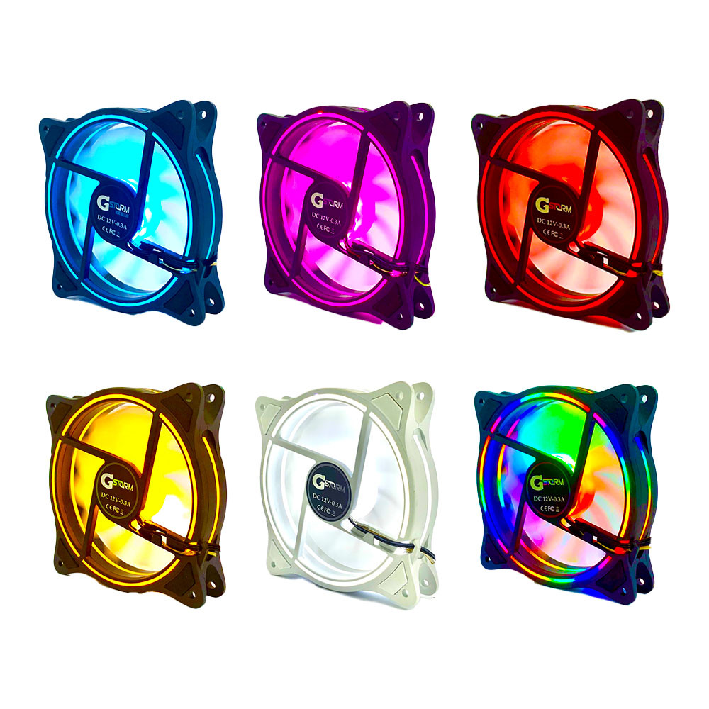 G STORM fan 120mm PC CPU Computer Case Cooling Fan RGB Rainbow White ...