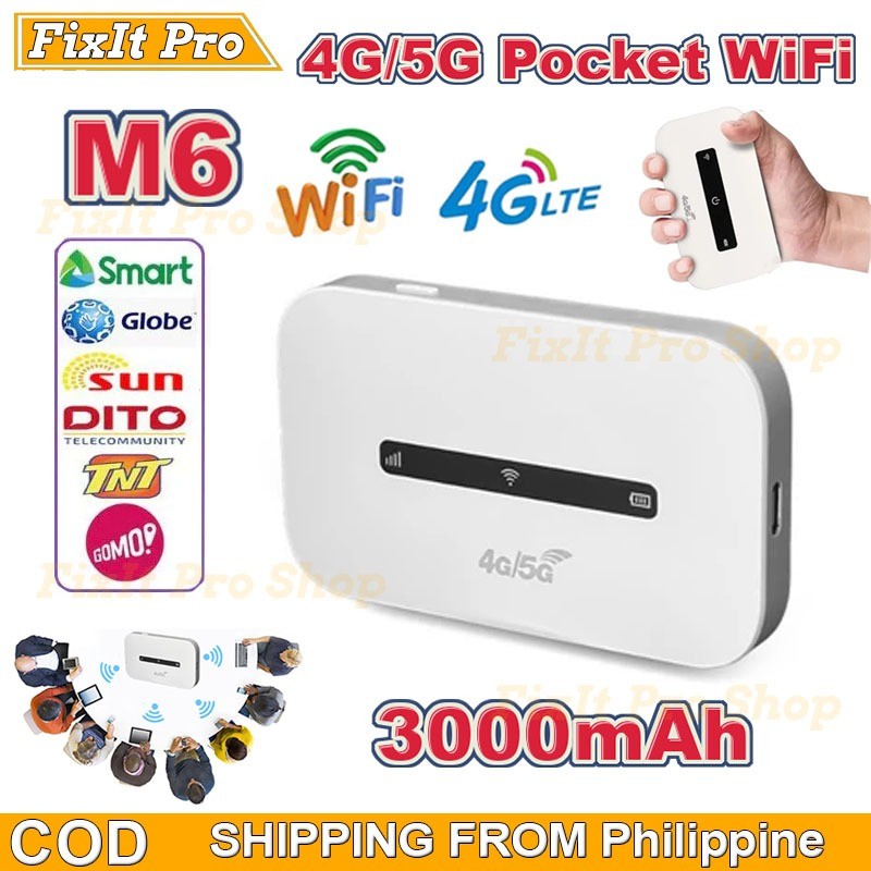 M6 4G 5G Pocket WiFi Router 150Mbps Openline 4G LTE Wireless Hotspot Router Modem Universal Sim ...