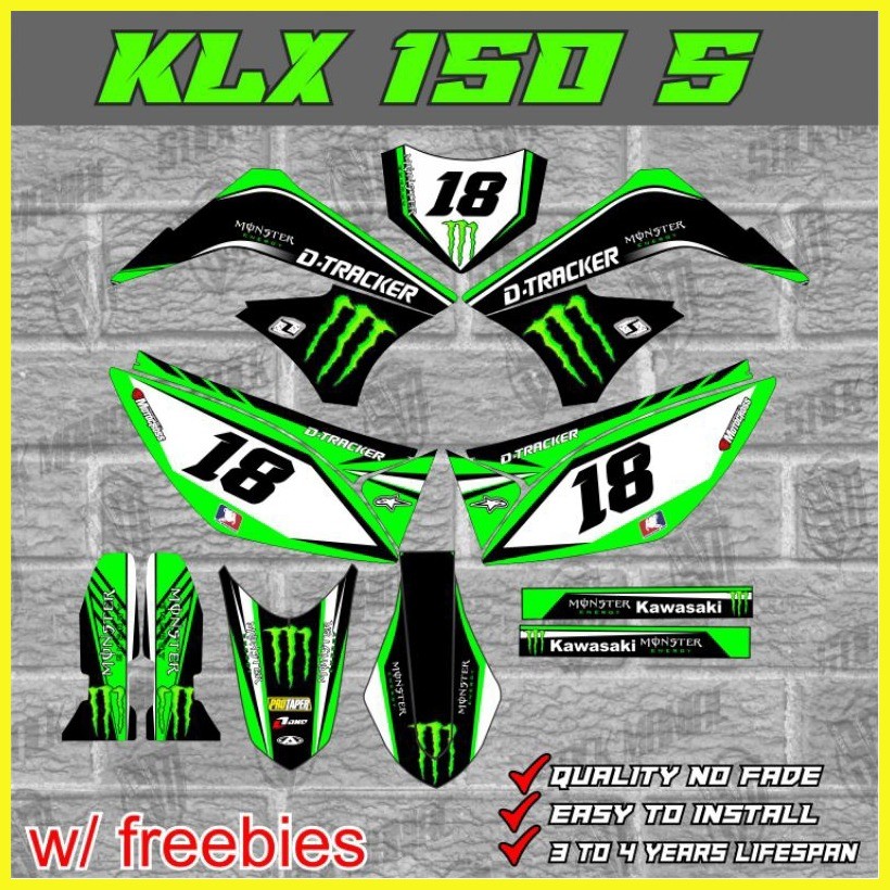 Kawasaki klx 150s decals sticker, laminated | Shopee Philippines