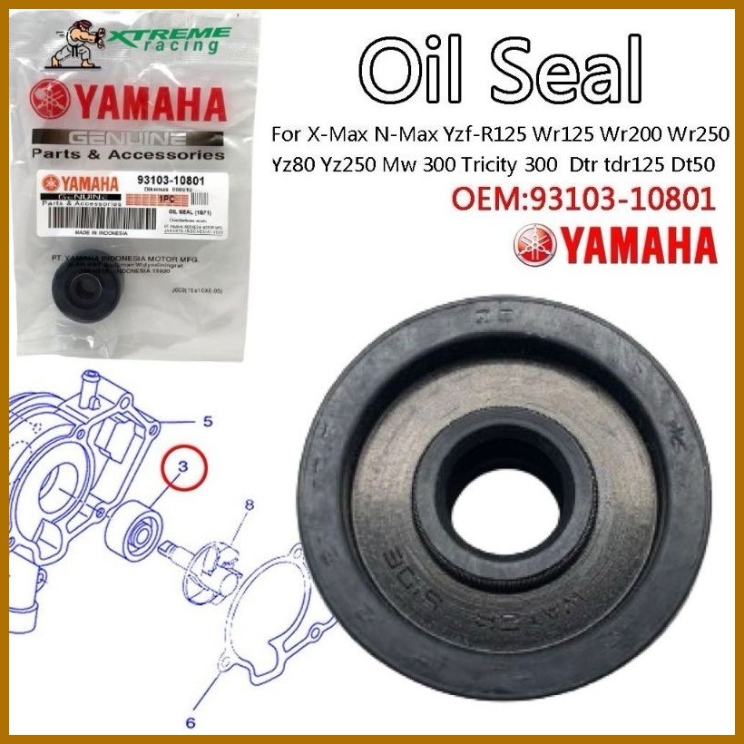 Yamaha Genuine Water Pump Oil Seal For Nmax/Sniper 135/MX//Sniper150 ...