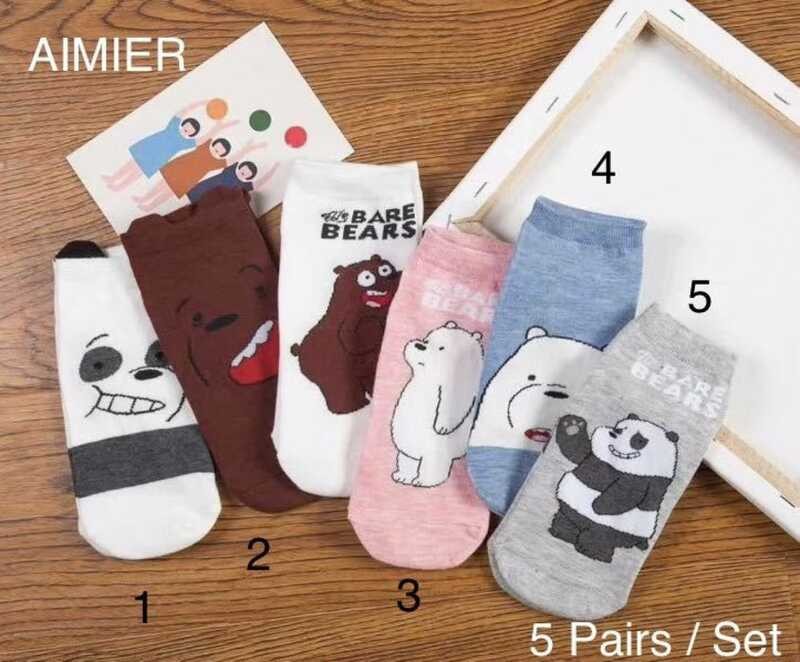 AIMIER 5Prs/Set Korean Bear Version Ankle Socks Stlye W02-32 | Shopee ...