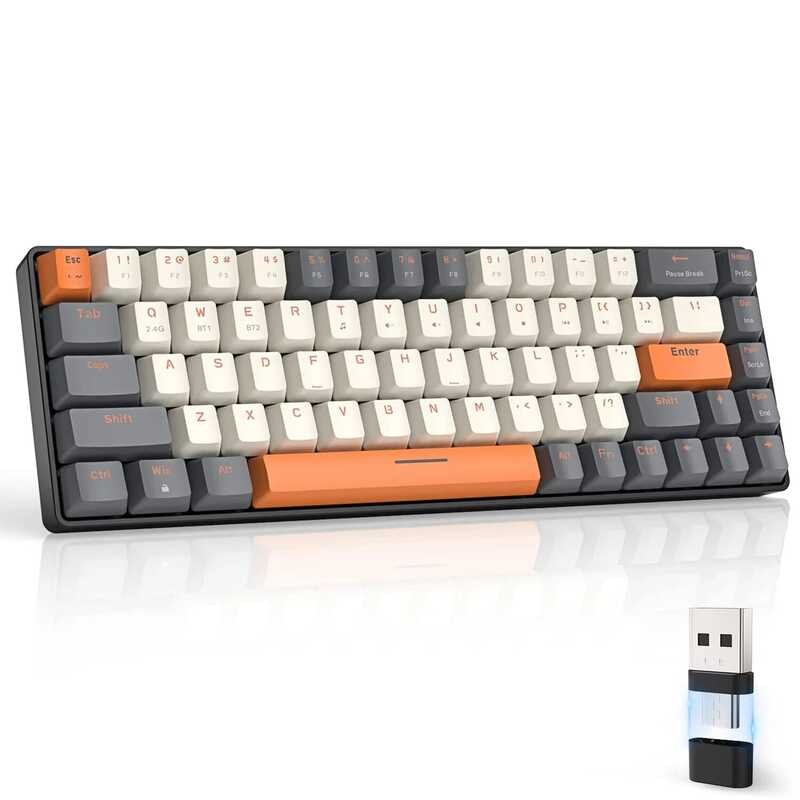 60% Wireless Nical Keyboard Bluetooth Dual Mode Hot-Swappable Mini 68 ...