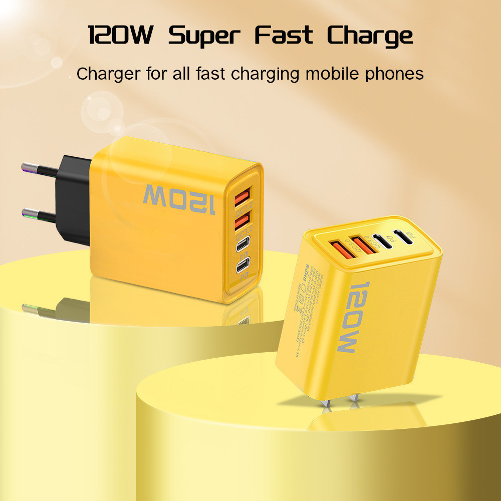 [HOT]120W Fast Charging 4 Ports QC3.0 USB Type C Mobile Phone Chargers ...