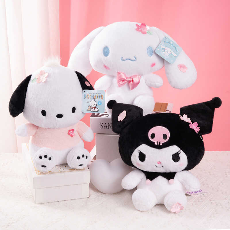 Authentic Sanrio 79 3 Spring Sakura Series Plush Kuromi Big Eared Pacha ...