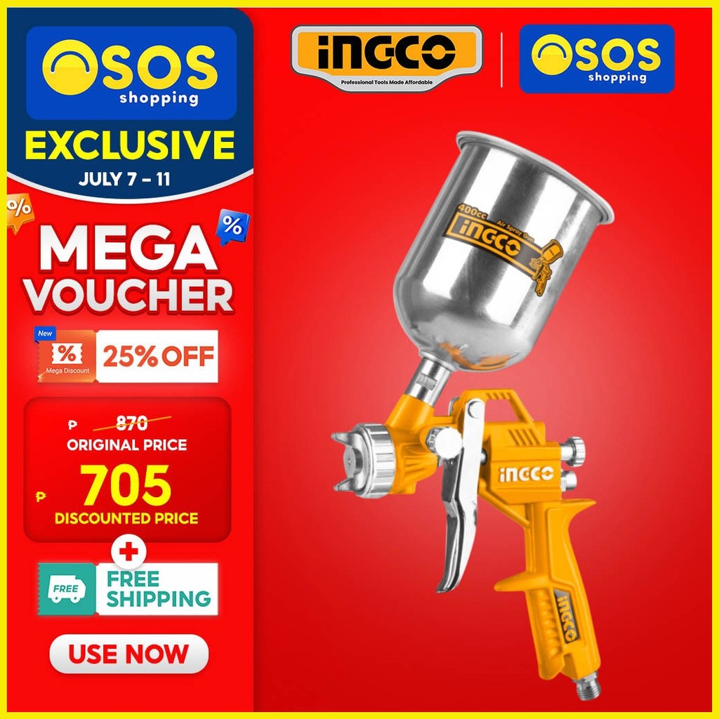 INGCO Gravity Type Air Spray Gun 400cc Car Paint Base Coat for Air ...