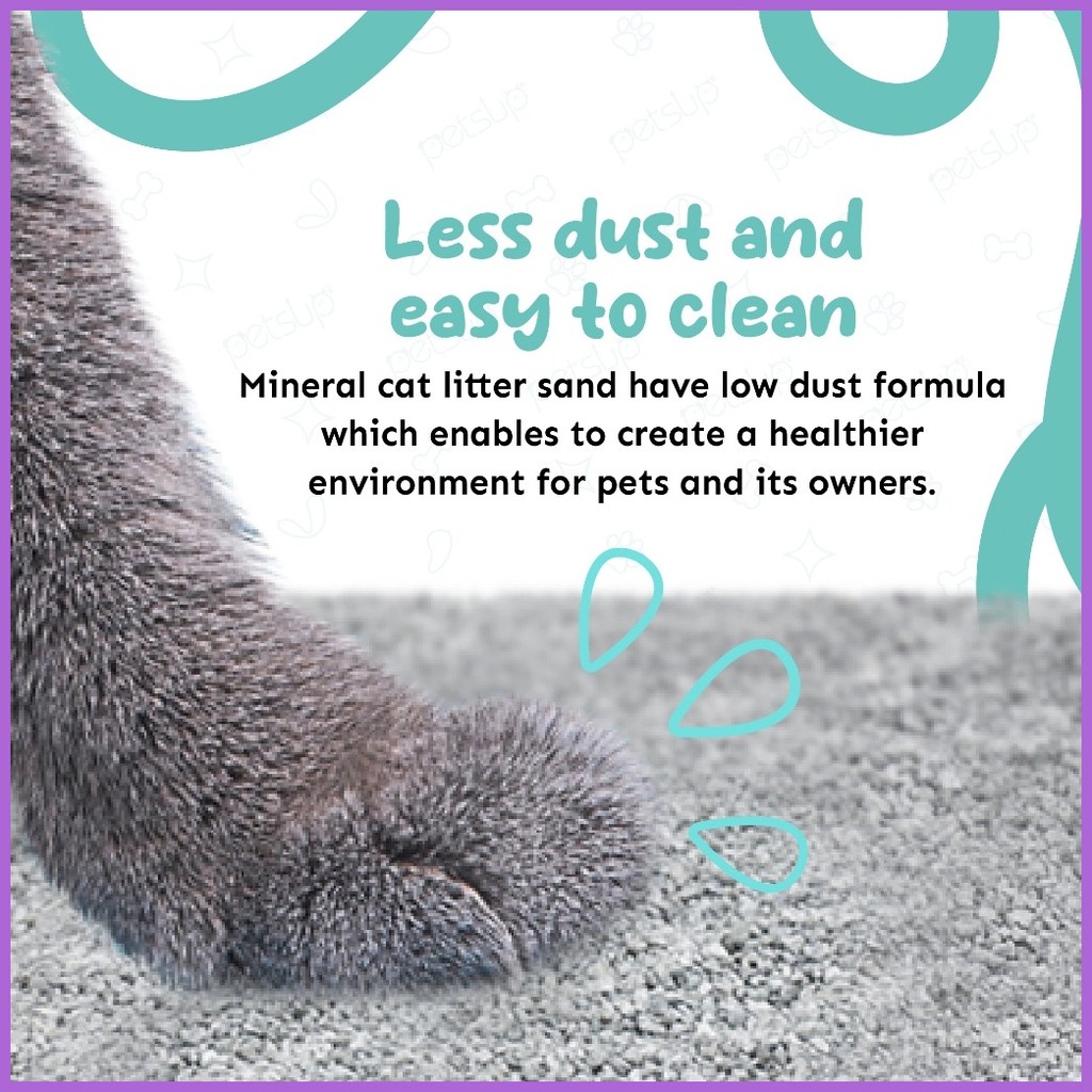 Petsup Cat Litter Sand Mineral Sand Bentonite Litter 3KG Easy Scoop ...