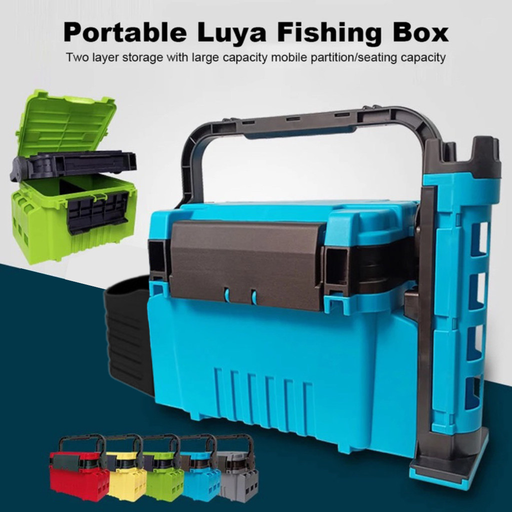 【MR.T】 Big Waterproof Fishing Tackle Box With Rod Holder Cup Holder ...