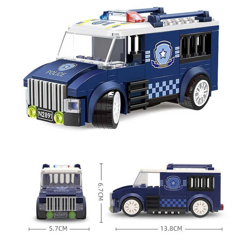 Style 5 City Police Truck Engineering Vehicle Building Block Car Model ...