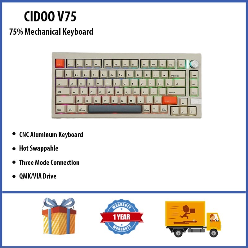 CIDOO V75 CNC Aluminum Wireless Mechanical Keyboard 75% GASKET ...