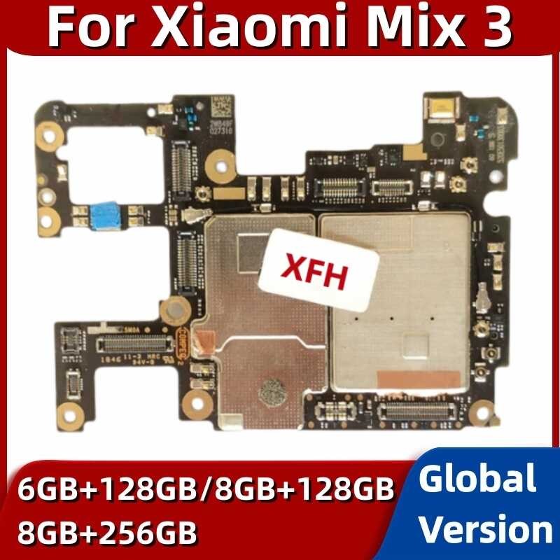 Motherboard For Xiaomi Mi Mix 3 Mix3, 128Gb, 256Gb Global Rom, Unlocked, Main PCB Board With ...