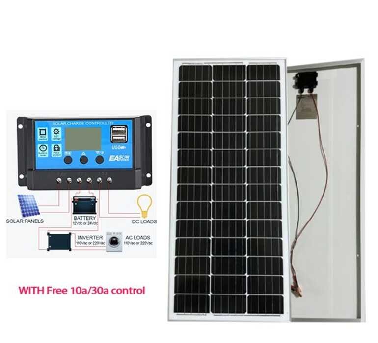 100 Watt 12 Volt Monocrystalline Photovoltaic PV Solar Panel 12V ...
