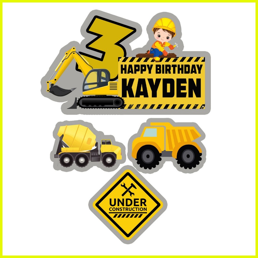 Customized CONSTRUCTION Cake topper | Shopee Philippines