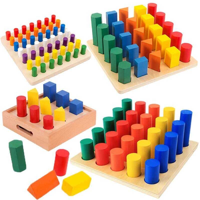 ng Mga Montessori Sensory Math Game 3D Geometry Column Ladder Matching ...