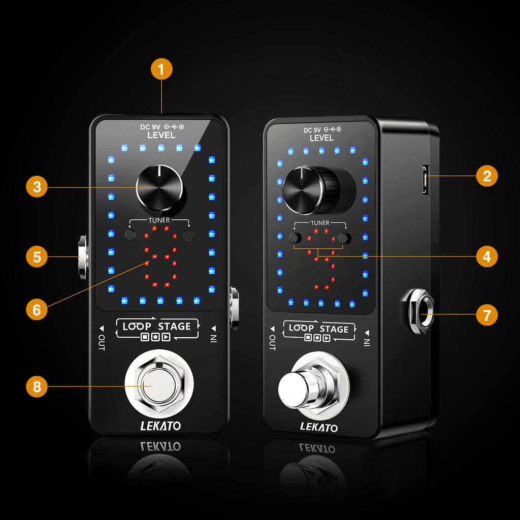 LEKATO Looper Guitar Pedal Tuner Pedal 9 Loops 40 Minute Multi-Effect ...