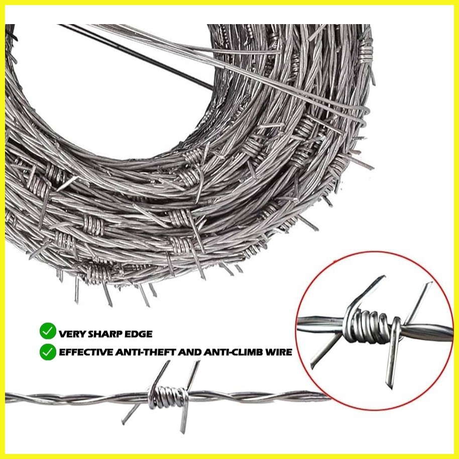 ≈ ۞ Hot-dipped/Electro Galvanized Barbed Wire Gate Security Fencing Wire, for Extra Security ...