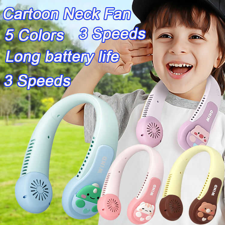 Portable Mini Fan for kids USB Neck Fan Rechargeable for School Cartoon ...
