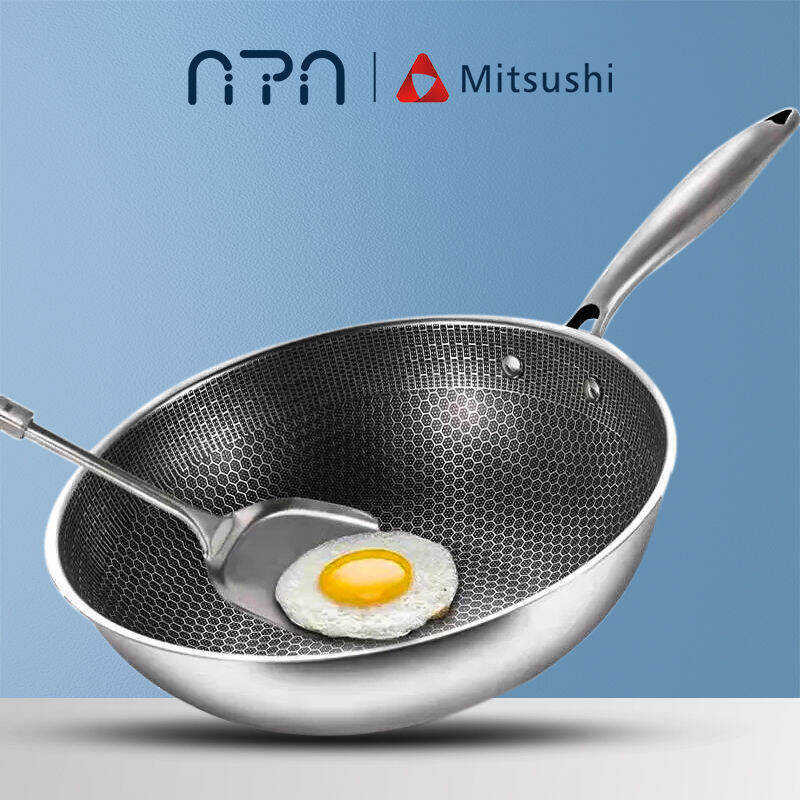 Non Stick Nipiin Stainless Stee Honeycomb Frying Induction Wok Pan 32Cm | Shopee Philippines
